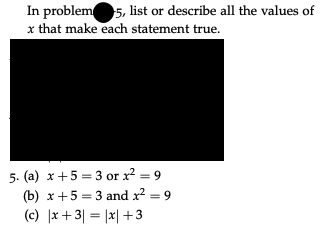 Solved In problem 5 , list or describe all the values of x | Chegg.com