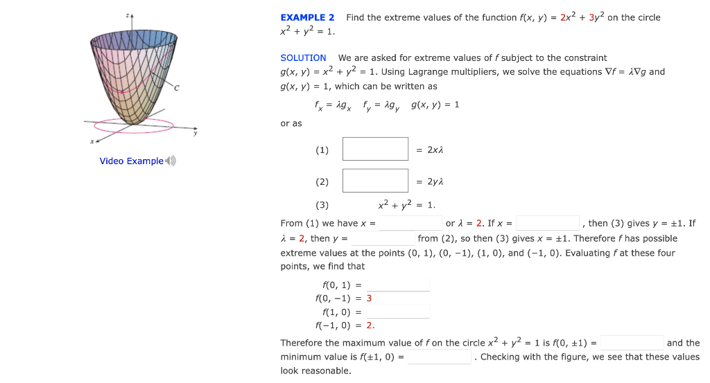 Solved EXAMPLE 2 Find the extreme values of the function | Chegg.com