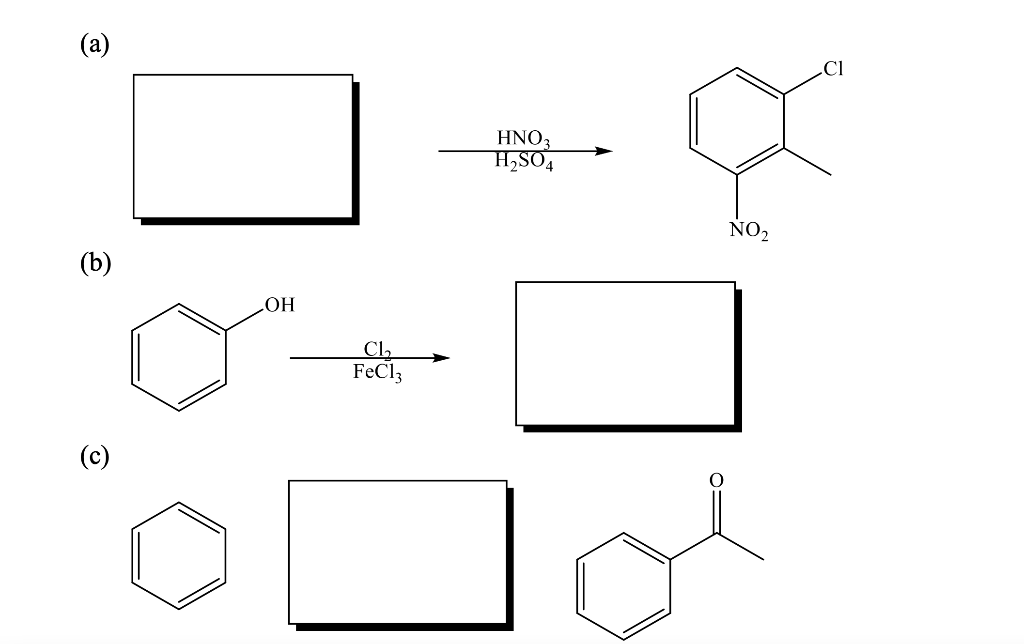 Solved (a) CI HNO3 H2SO4 NO2 (b) OH CL FeCl3 c (c) | Chegg.com