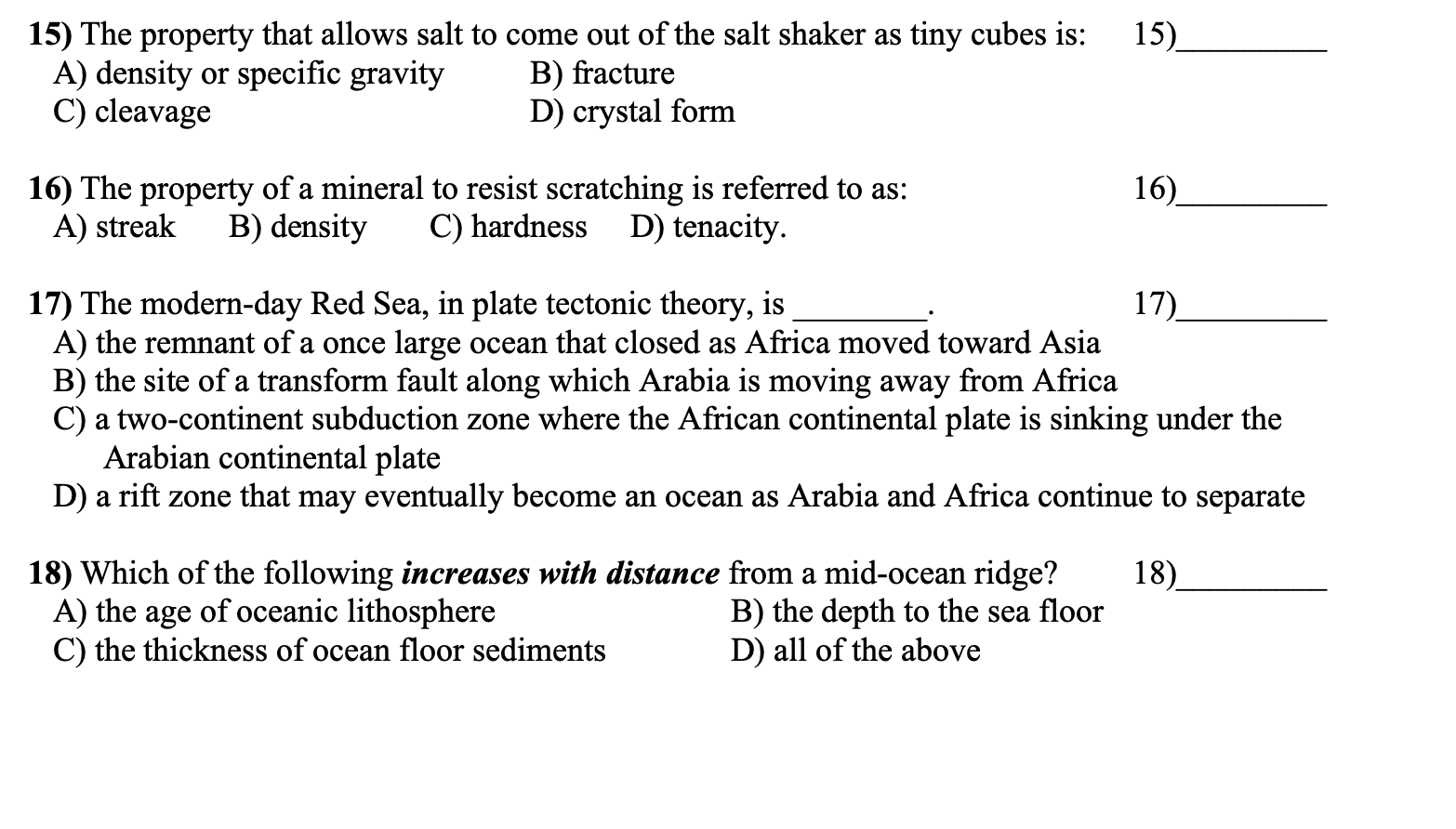 Solved 15) 15) The property that allows salt to come out of | Chegg.com