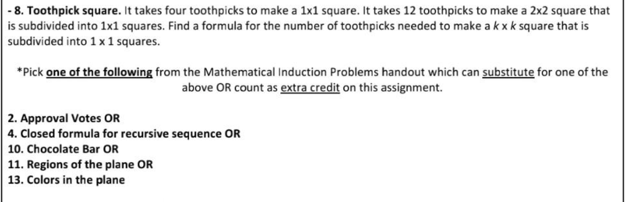 Solved - 8. Toothpick square. It takes four toothpicks to | Chegg.com