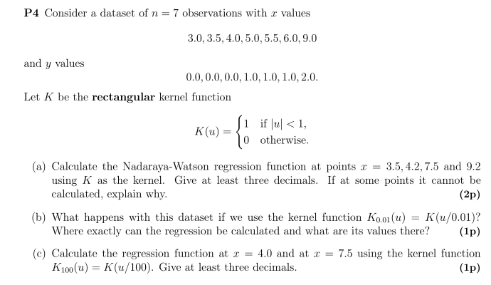 Solved P4 Consider a dataset of n=7 observations with x | Chegg.com