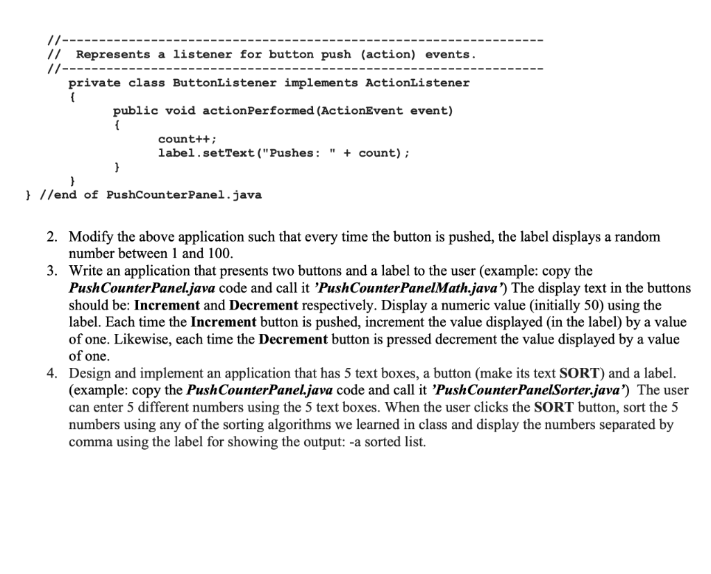 1. Execute the following PushCounter class and | Chegg.com