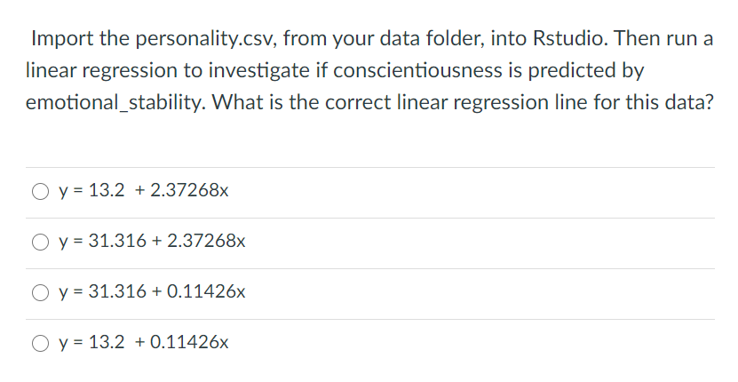 Import the personality.csv, from your data folder, | Chegg.com