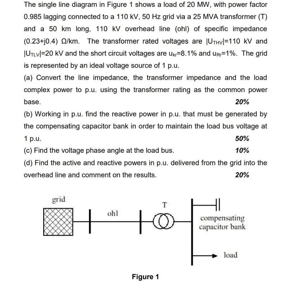 Solved The single line diagram in Figure 1 shows a load of | Chegg.com