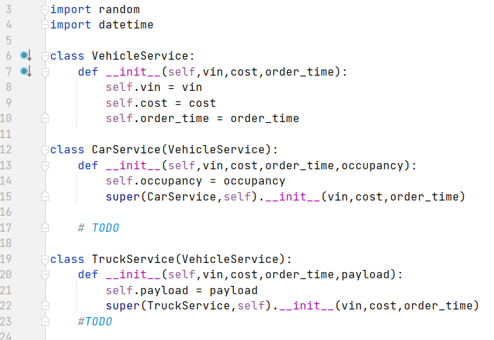 Solved The service.py program, given below, creates vehicle | Chegg.com
