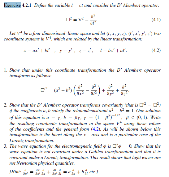 Solved Exercise 4.2.1 Define the variable l = ct and | Chegg.com