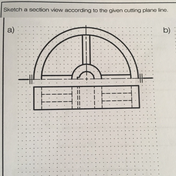 Solved Sketch a section view according to the given cutting | Chegg.com