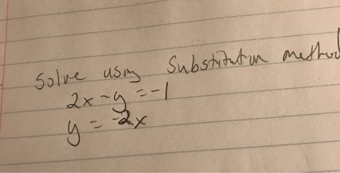 Solved Solve using substitution method 2x - y = -1 y = -2x | Chegg.com