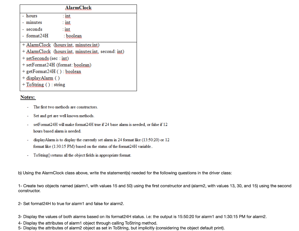 Solved Write a C# code for the following UML class: | Chegg.com