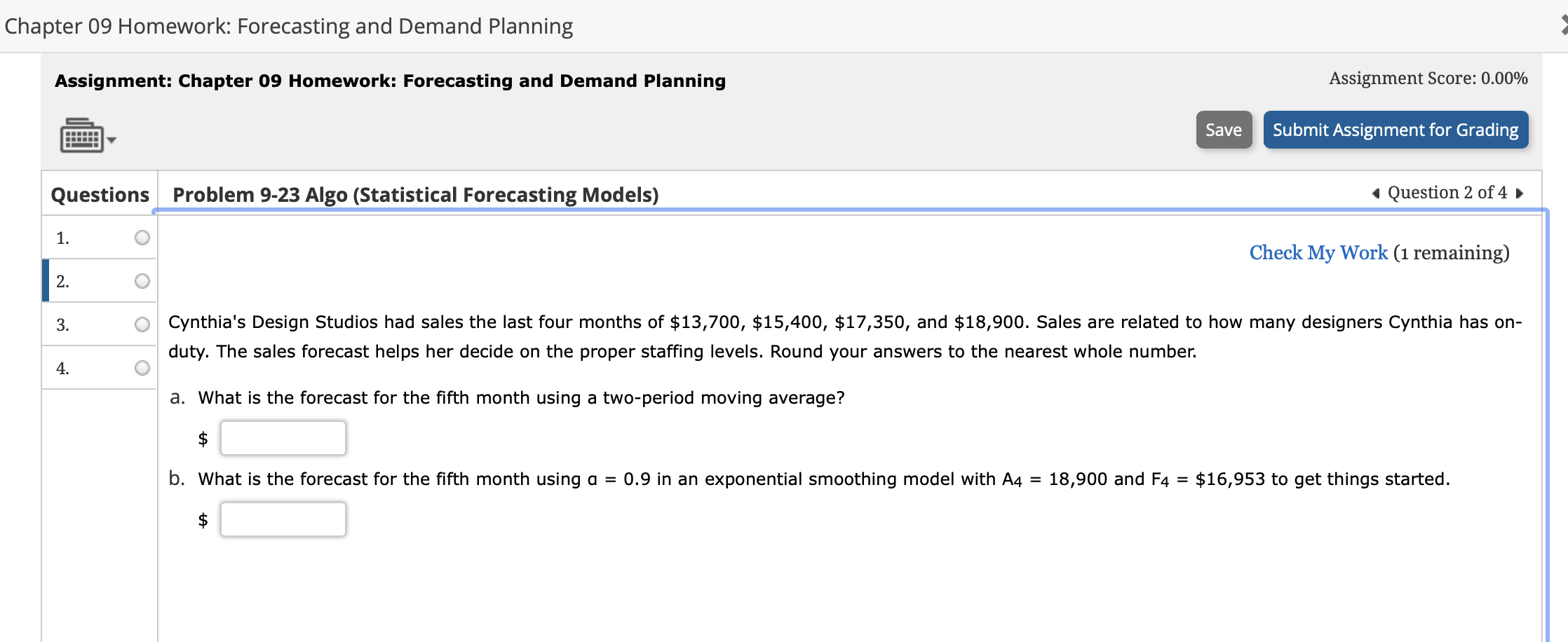 Solved Chapter 09 Homework Forecasting And Demand Planning