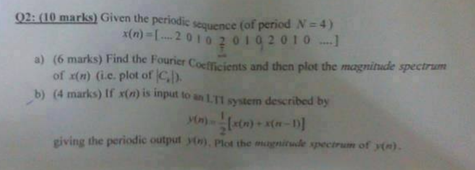 Solved 02: (10 marks) Given the periodic sequence (of period | Chegg.com