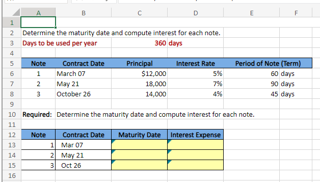 Solved Determine the maturity date and compute interest for | Chegg.com