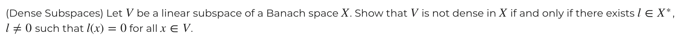 Solved Dense Subspaces Let V Be A Linear Subspace Of A
