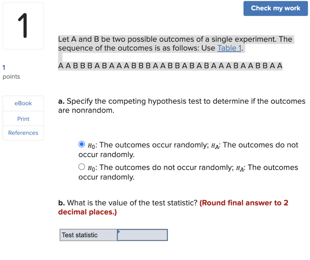 Solved 1 1 points eBook Print References Check my work Let A | Chegg.com