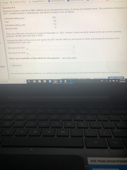 Solved Exercise 9 6 Riverbed Company Uses The LCNRV Method Chegg