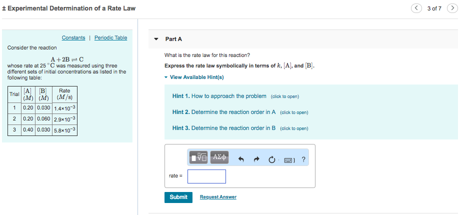 Solved Experimental Determination of a Rate Law 3017 ( | Chegg.com