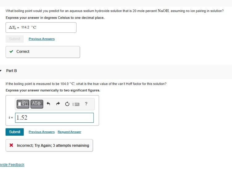 Solved What boiling point would you predict for an aqueous | Chegg.com