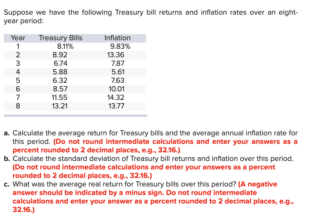 Solved Suppose we have the following Treasury bill returns | Chegg.com