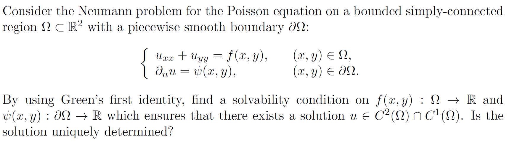 Consider the Neumann problem for the Poisson equation | Chegg.com
