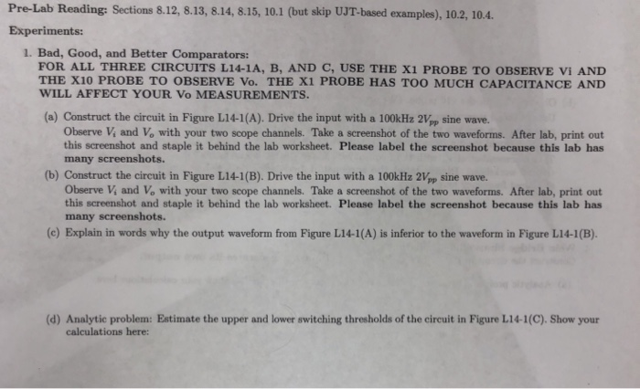 Pre-Lab Reading: Sections 8.12, 8.13, 8.14, 8.15, | Chegg.com