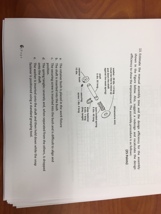 Solved 13. Estimate the manual assembly time and the design | Chegg.com