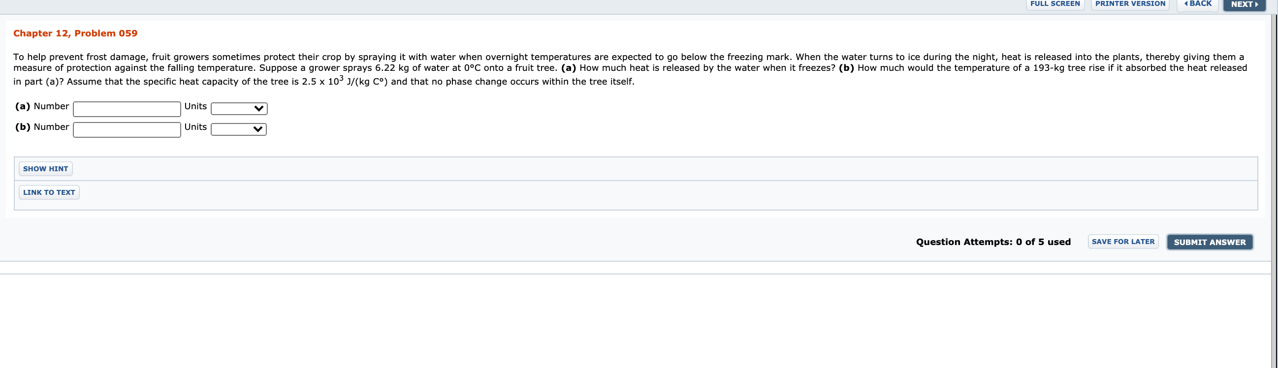 Solved FULL SCREEN PRINTER VERSION 4 BACK NEXT Chapter 12, | Chegg.com
