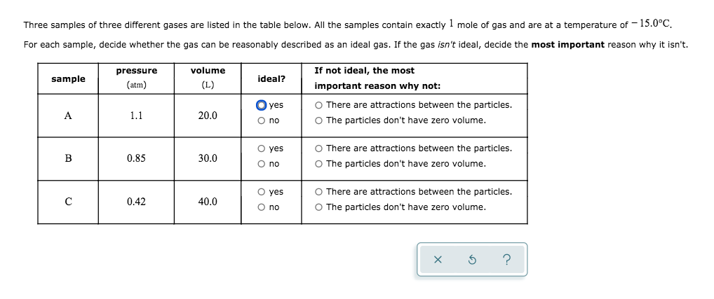 Solved Three samples of three different gases are listed in | Chegg.com