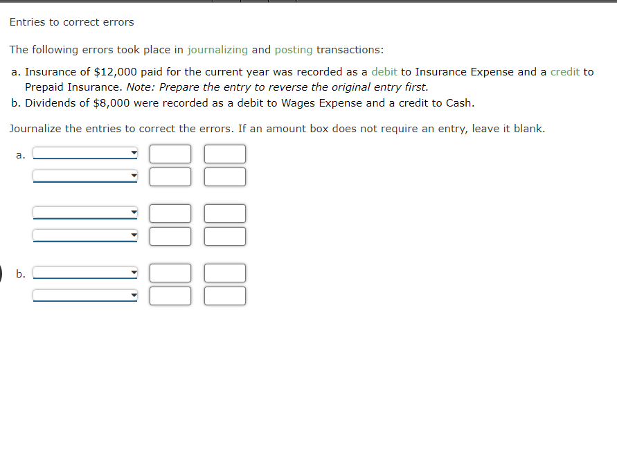 Solved The following errors took place in journalizing and | Chegg.com