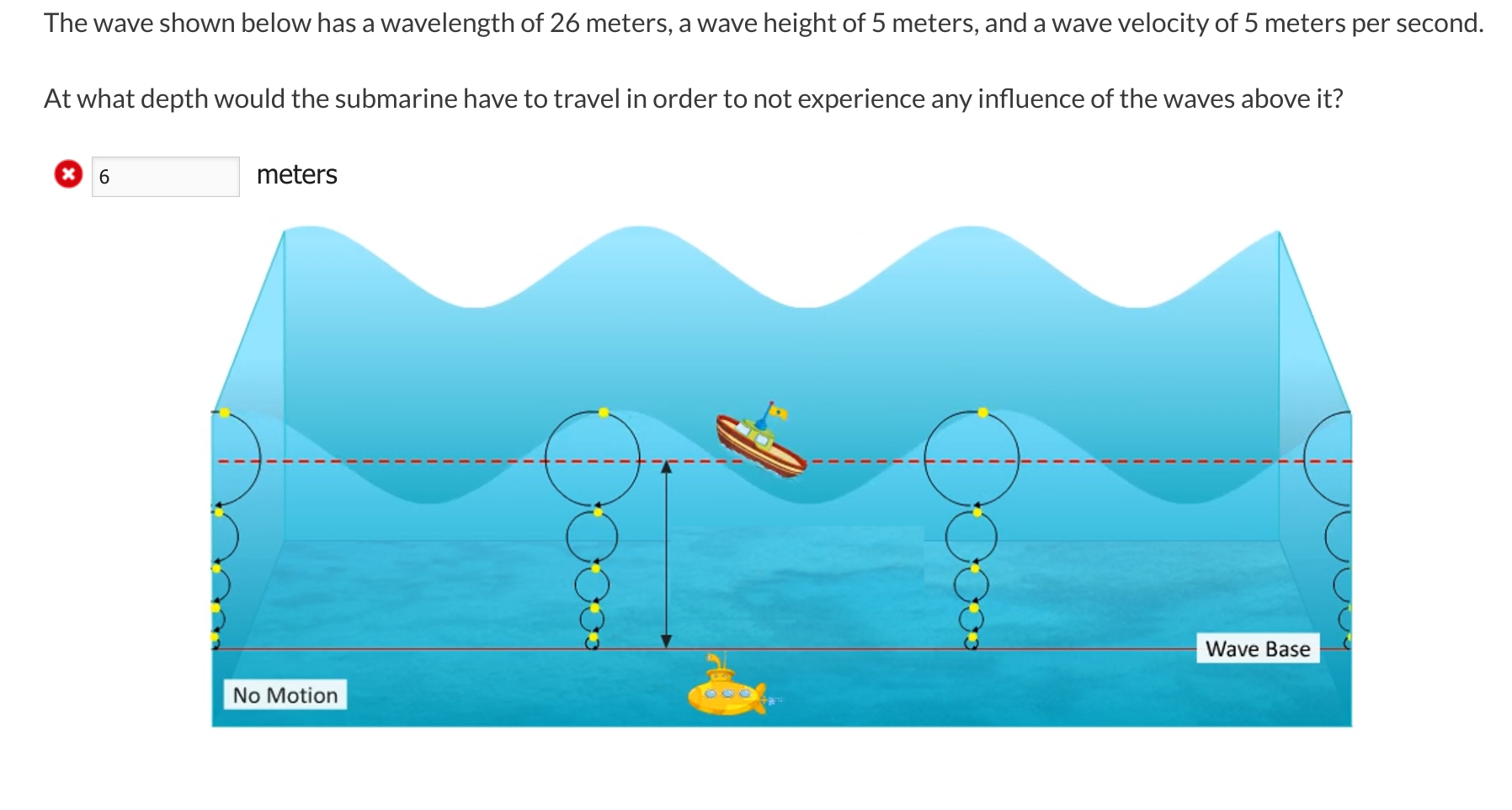 Solved The Wave Shown Below Has A Wavelength Of 26 Meters A Chegg