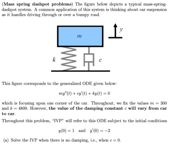 Solved (Mass spring dashpot problems) The figure below | Chegg.com