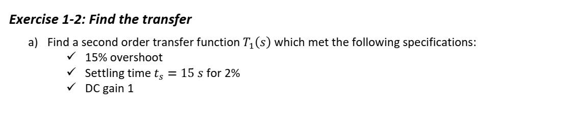 Solved Exercise 1-2: Find the transfer a) Find a second | Chegg.com