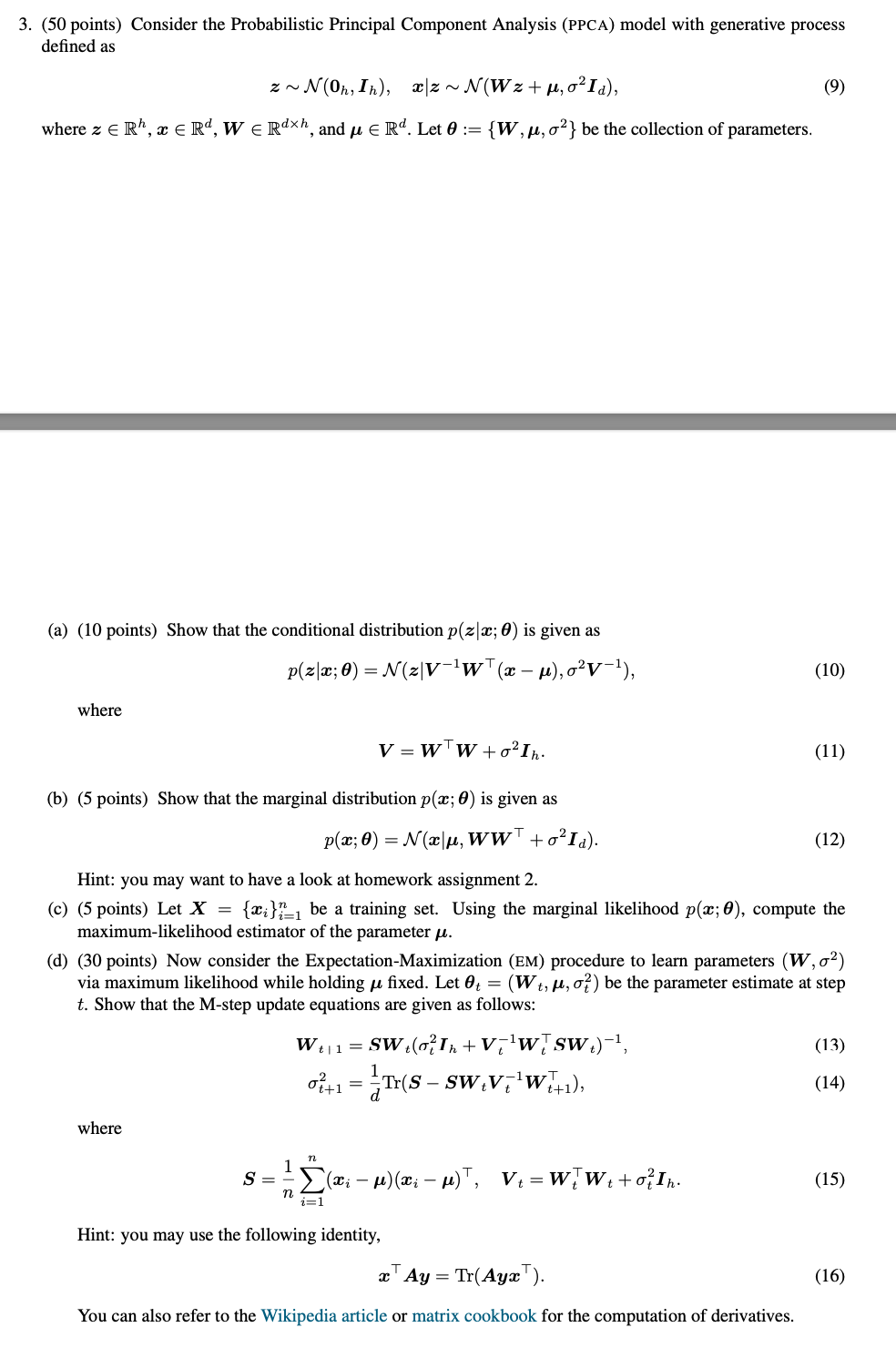Solved 3. (50 points) Consider the Probabilistic Principal | Chegg.com