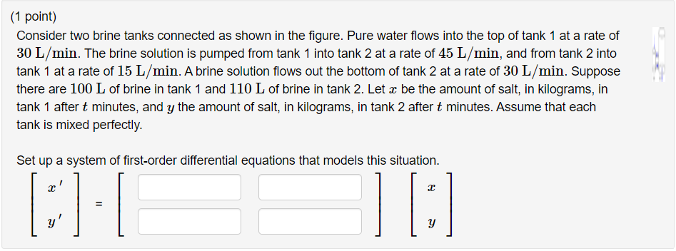 Solved Consider two brine tanks connected as shown in the | Chegg.com