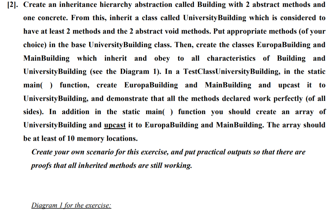 Solved [2]. Create an inheritance hierarchy abstraction | Chegg.com
