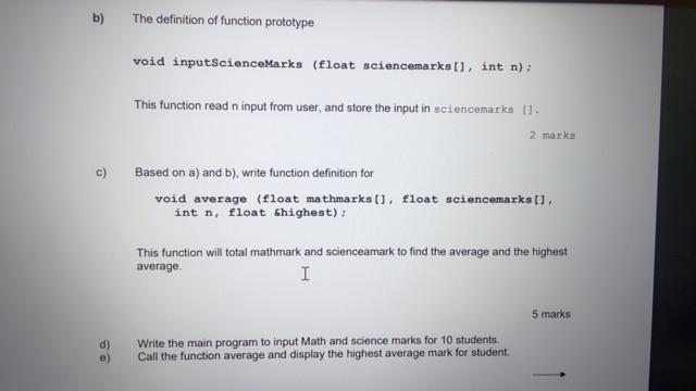 B The Definition Of Function Prototype Void 