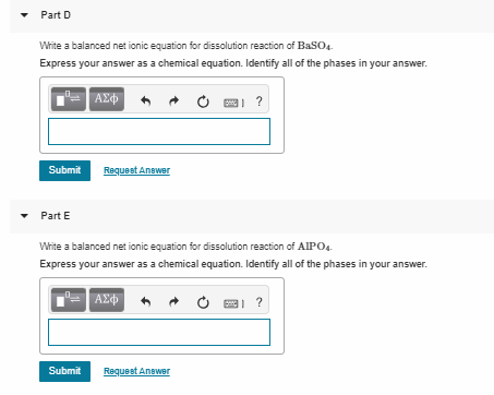 Solved White a balanced net ionic equation for dissolution | Chegg.com