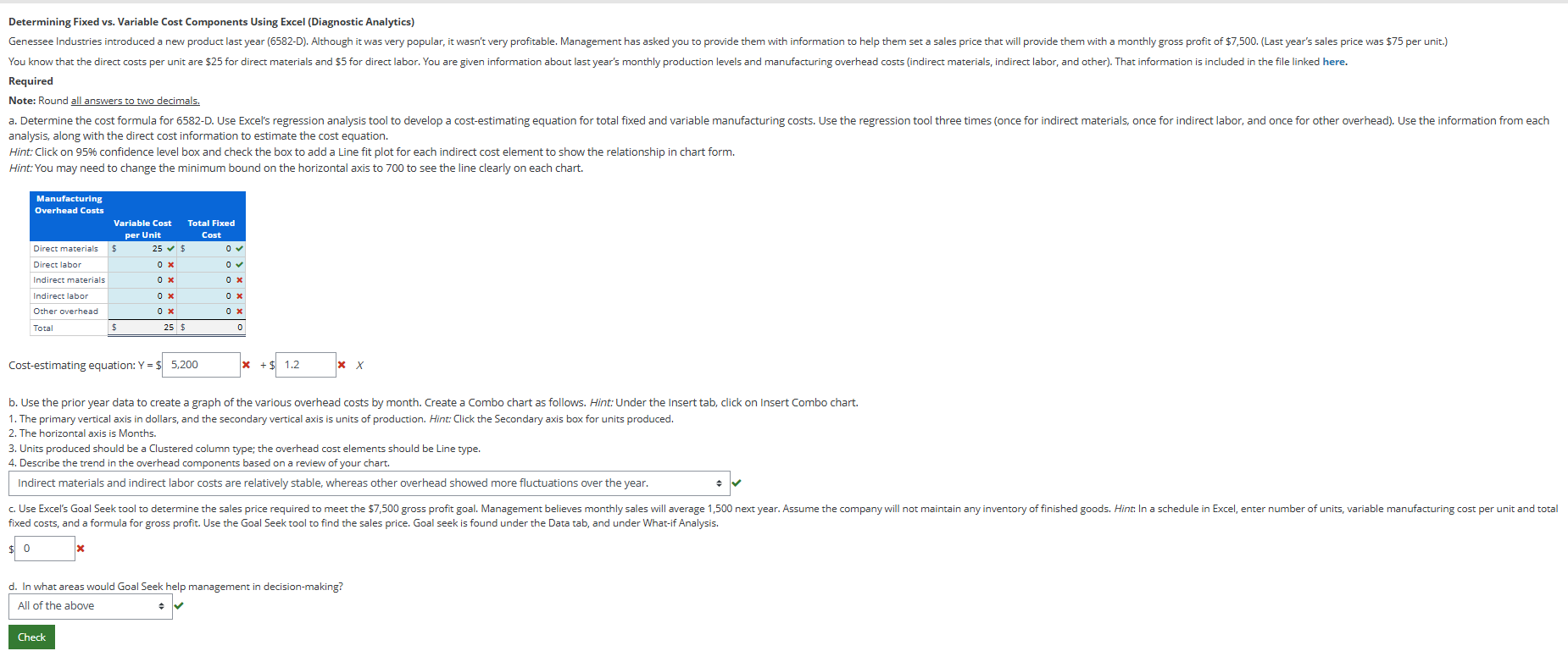 Solved Determining Fixed vs. ﻿Variable Cost Components Using | Chegg.com