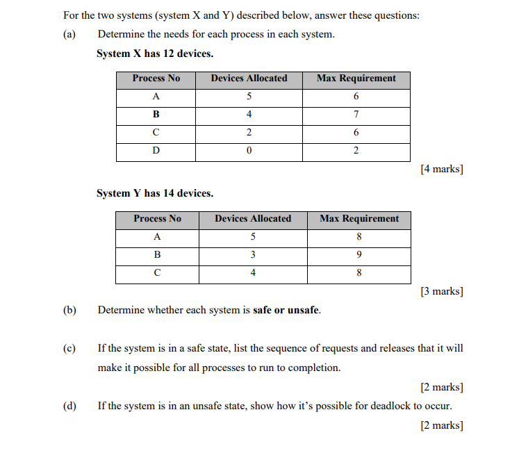 For the two systems (system X and Y ) ﻿described | Chegg.com
