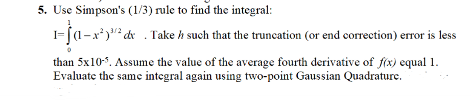 Use Simpson's (1/3) rule to find the integral: | Chegg.com