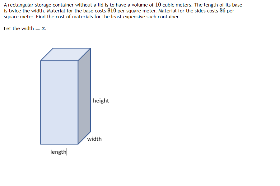Solved A rectangular storage container without a lid is to | Chegg.com