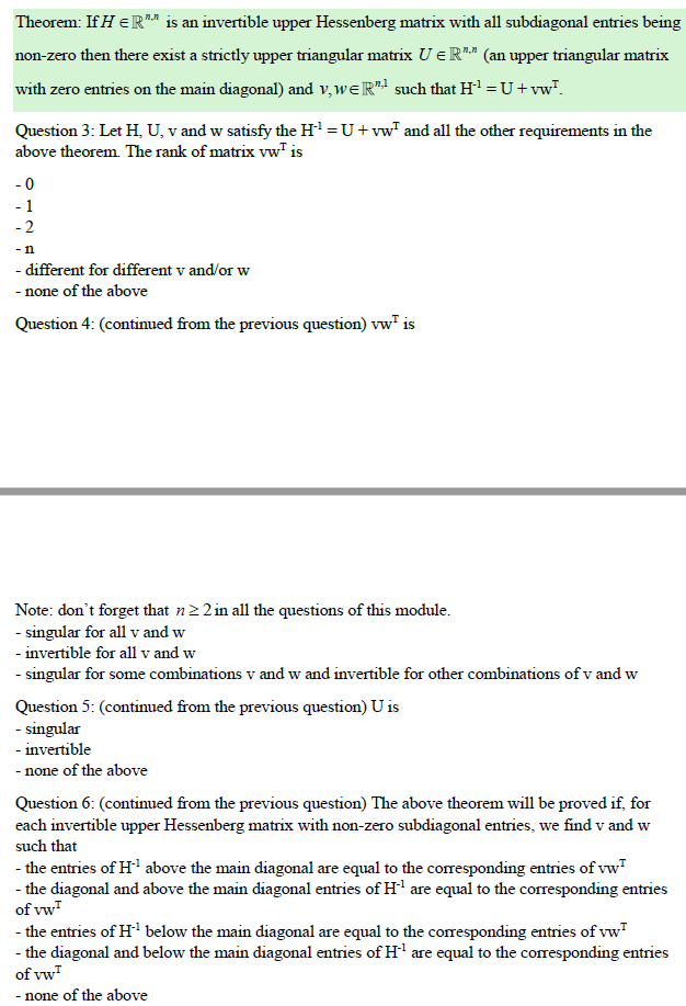 Solved Theorem: If H ERis an invertible upper Hessenberg | Chegg.com