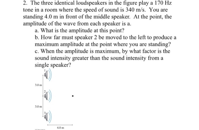 Solved The three identical loudspeakers in the figure play a | Chegg.com