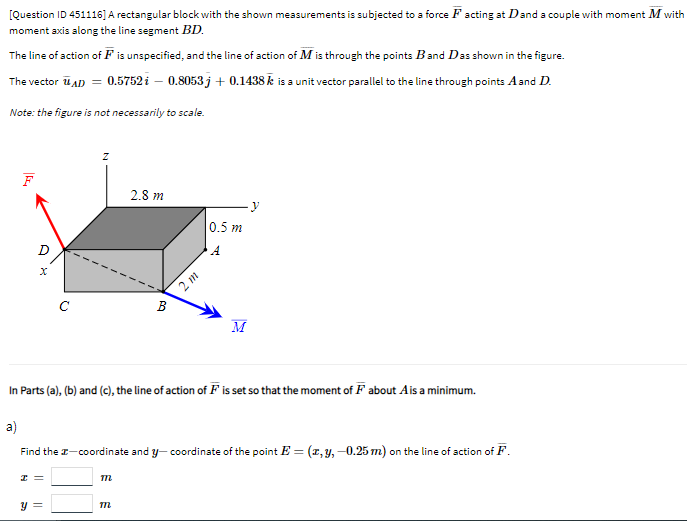 Solved a [Question ID 451116] A rectangular block with the | Chegg.com