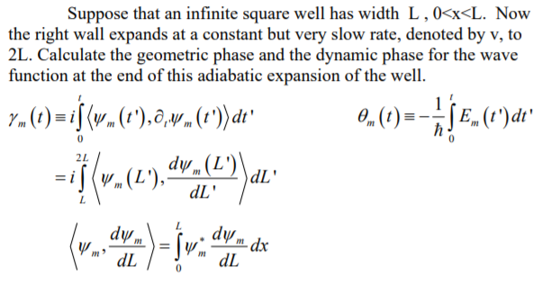 Solved Suppose that an infinite square well has width L, 0 | Chegg.com