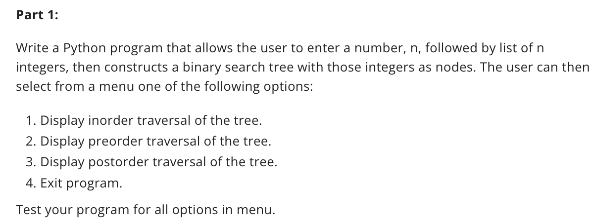 Solved Part 1:Write a Python program that allows the user to | Chegg.com