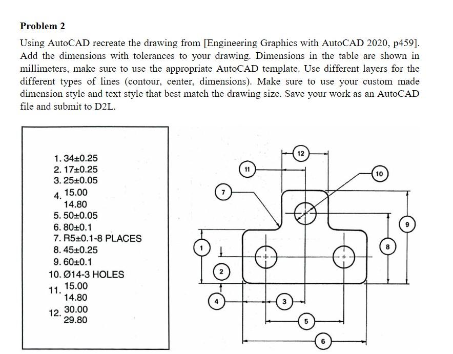 Solved Using AutoCAD recreate the drawing from [Engineering | Chegg.com