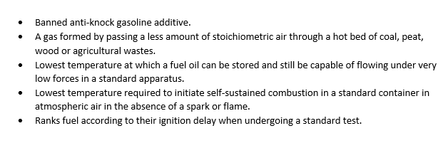 Solved Banned anti-knock gasoline additive. A gas formed by | Chegg.com