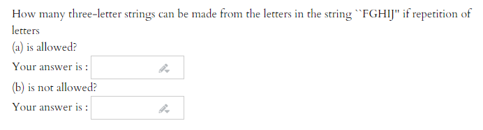 Solved How many three-letter strings can be made from the | Chegg.com