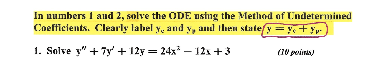 Solved In numbers 1 ﻿and 2, ﻿solve the ODE using the Method | Chegg.com